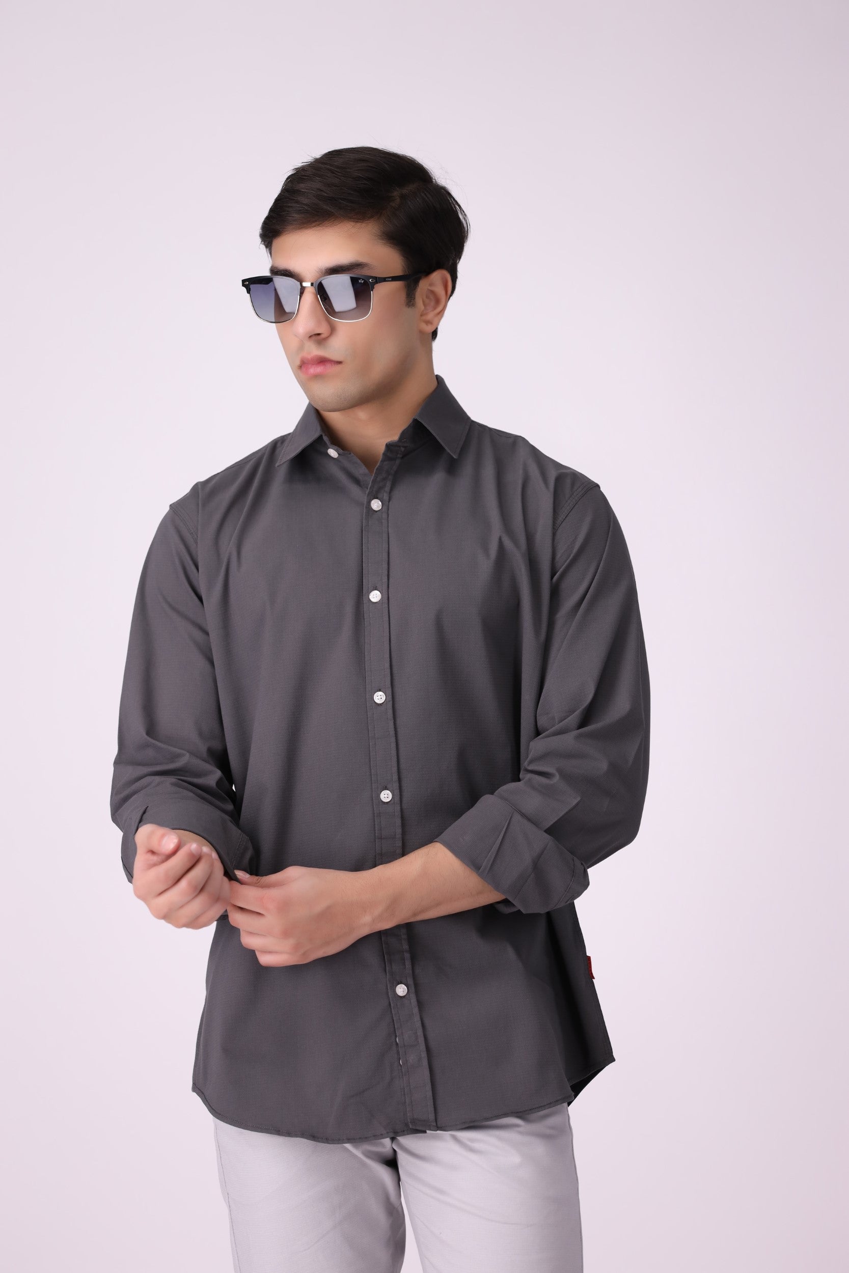 Grey Textured Casual Shirt – Monark Clothing
