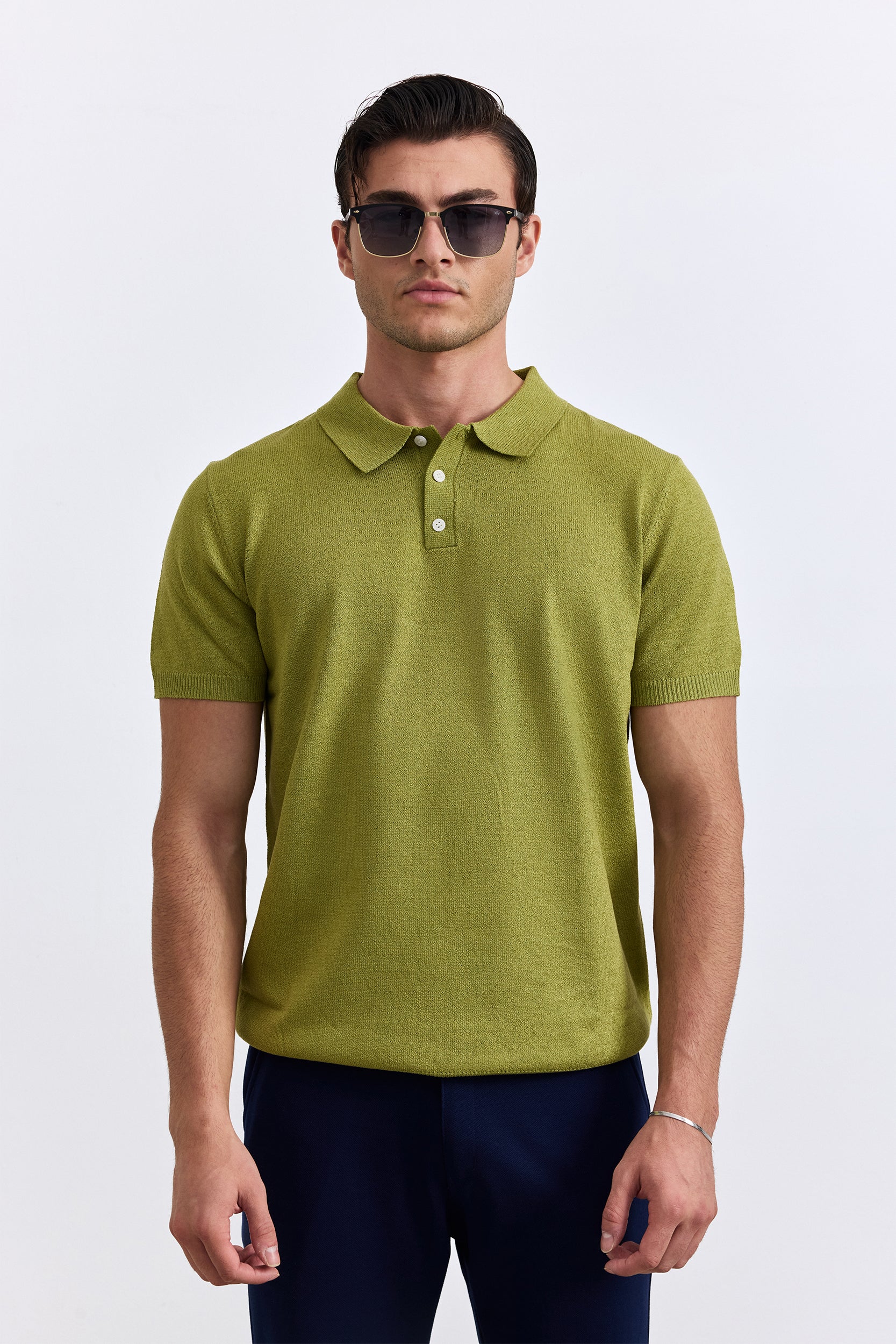 Fresh Green Knitted Polo – Monark Clothing