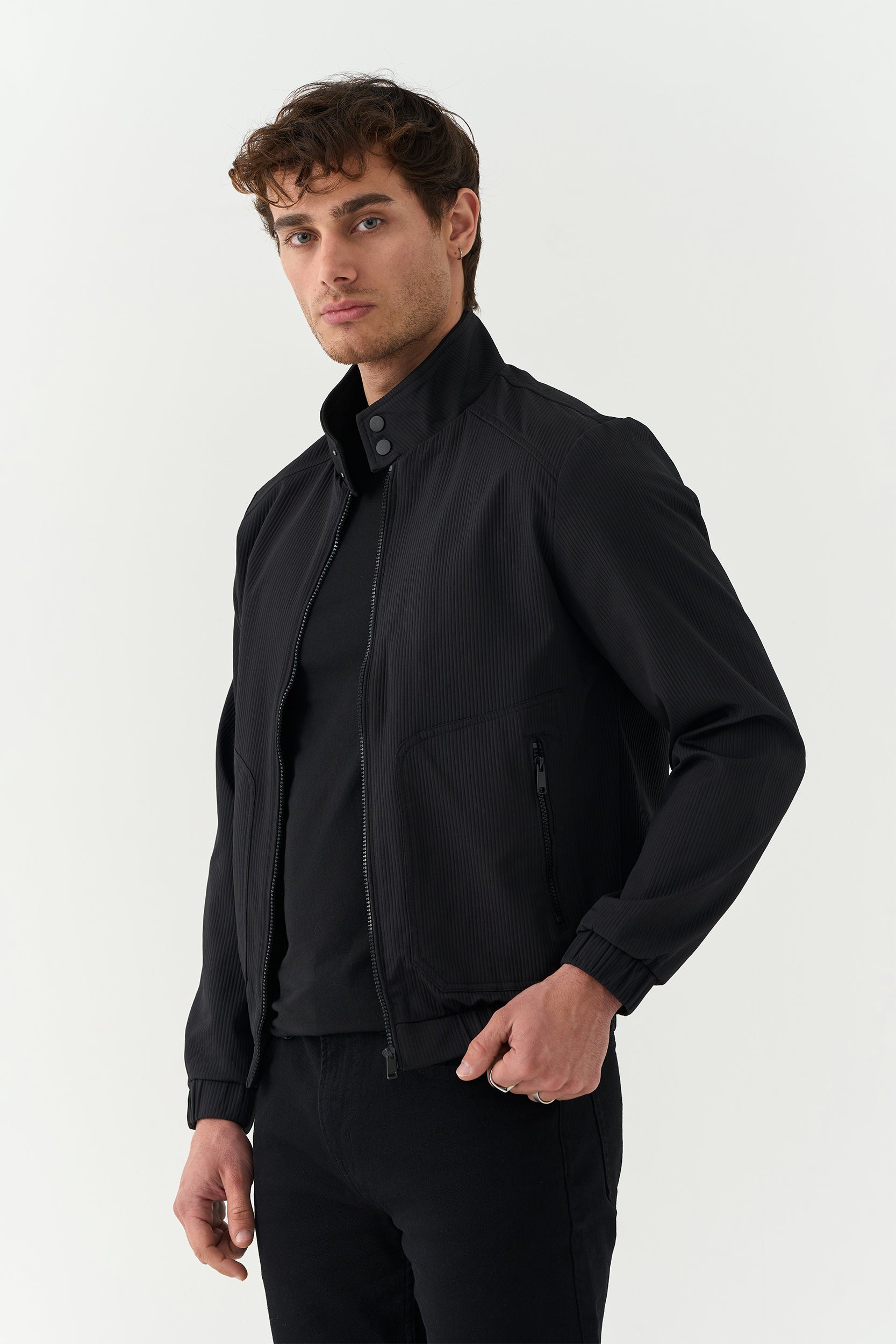 Black Lightweight Textured Jacket – Monark Clothing
